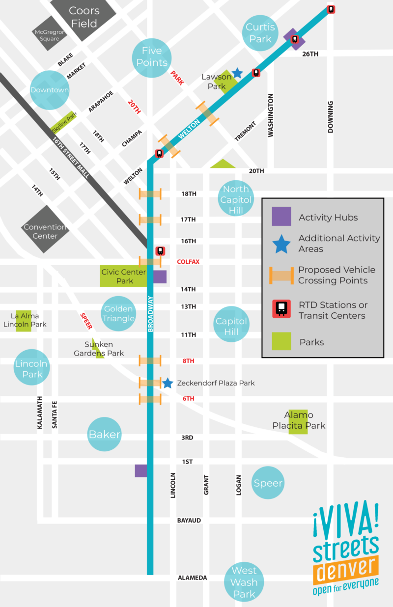 Three-plus miles of Broadway, Welton will go car-free for 'ciclovía' on ...