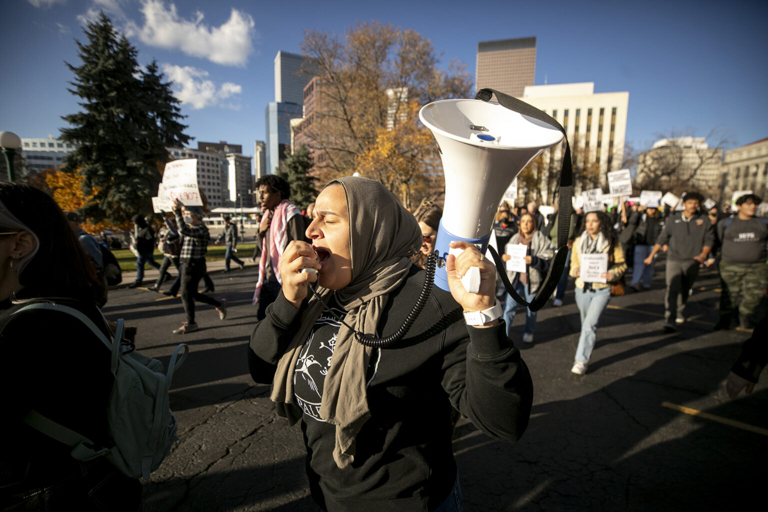 Protesters at the Colorado Capitol on Thursday demanded Israel stop its ...