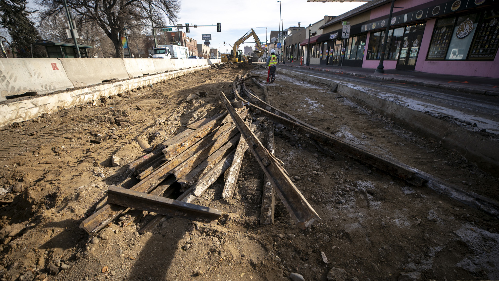 Colfax's old streetcar tracks are peeking through its construction chaos
